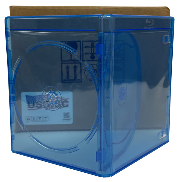 USDISC Blu-ray Cases Standard 12mm, Triple 3 Disc, Clear Blue