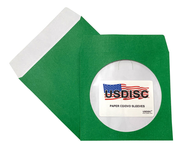 USDISC Paper Sleeves 100g Window, Flap, Green