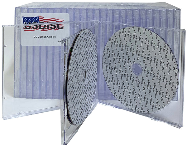 USDISC CD Jewel Cases Standard 10.4mm, Triple 3 Disc, Clear