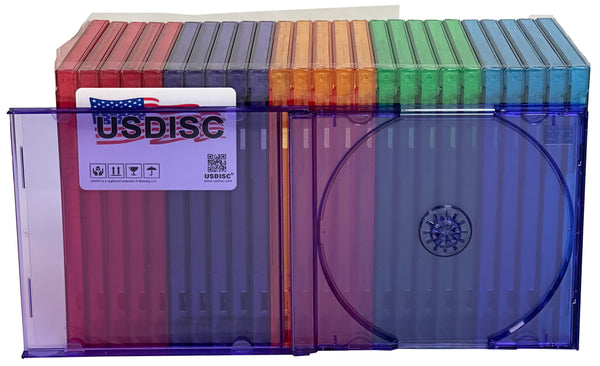 USDISC CD Jewel Cases Standard 10.4mm, Single 1 Disc, Clear Multicolor